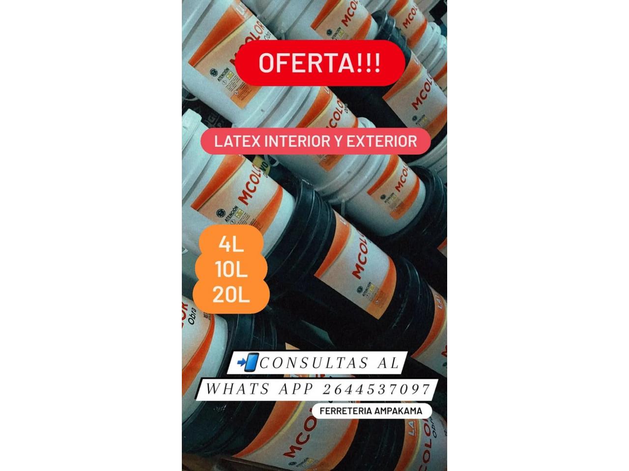 Oferta Latex Interior Y Exterior Excelente Calidad 4l -10l- 20l- (ferreteria Ampakama) - Comprá ...
