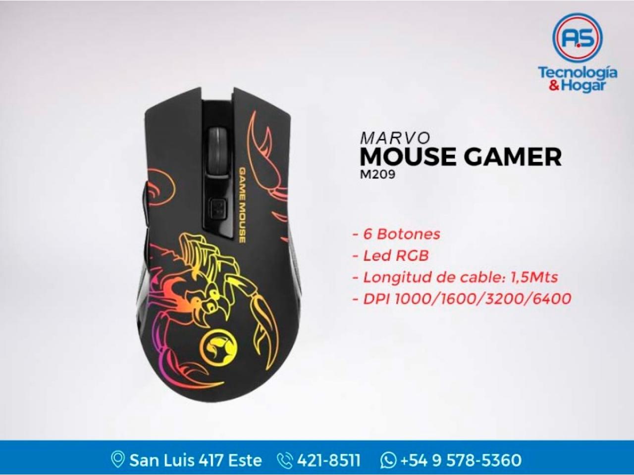 Mouse Gamer Optico Marvo M209 - 6 Botones - 6400 Dpi - Led Rgb - Nuevos - Comprá en San Juan