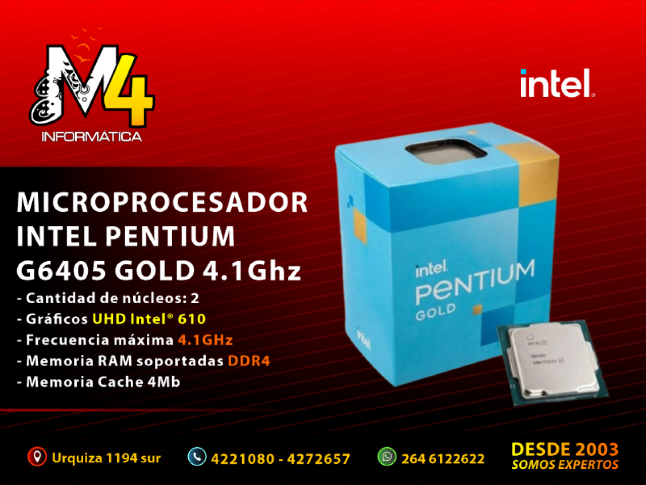 Intel Pentium Gold G6405 - 4.1ghz - Comprá en San Juan