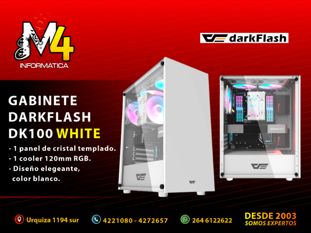 Gabinete Darkflash - Dk100 - White Gaming - Sin Fuente - Comprá en San Juan