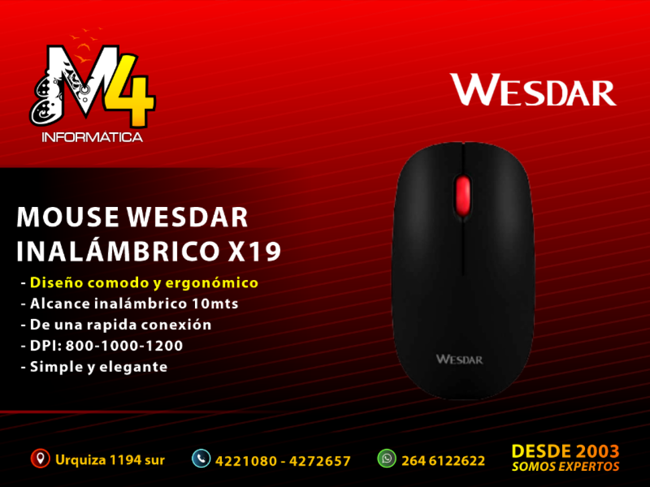 Mouse Wesdar Wd-x19 - Inalámbrico - Black - Comprá en San Juan