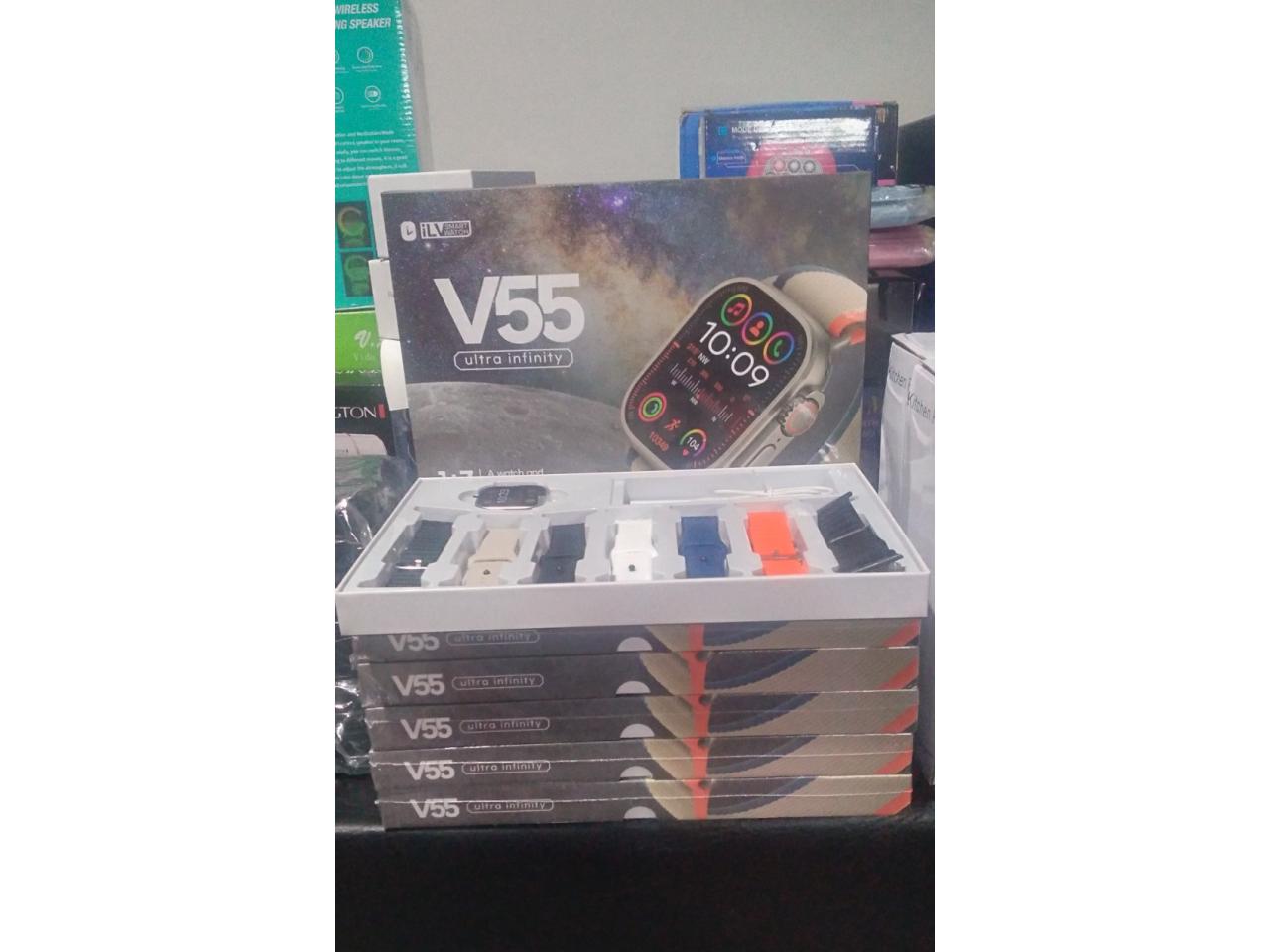 Smartwatch V55 + 7 Mallas, Cuerpo Metalico, Pantalla Infinity De 49mm - Comprá en San Juan